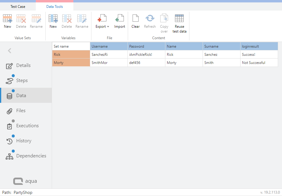 Defining Data - Using Variable Manager for Parametrization