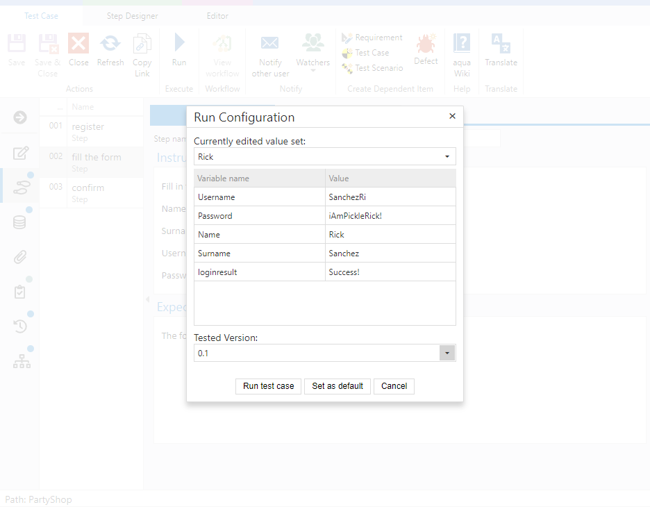 Defining Data - Using Variable Manager for Parametrization